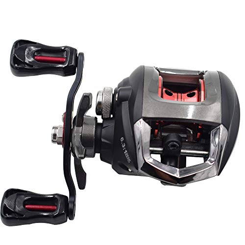 Diwa Baitcasting Fishing Reels Saltwater Freshwater Spincasting Reels Carbon Fiber Drag 18 LBS 12 + 1 Shielded Stainless Steel Ball Bearings Baitcasters Spool Sport Baitcast Reel