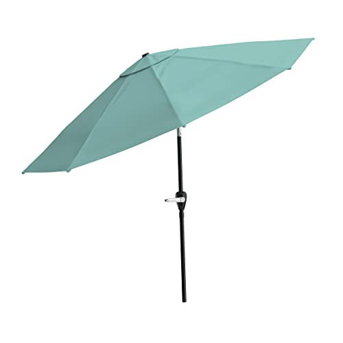 Pure Garden Patio Umbrella with Auto Tilt – 10 Ft Easy Crank Outdoor Table Umbrella Shade for Deck, Balcony, Porch, Backyard or Pool (Dusty Green)