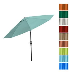 Pure Garden Patio Umbrella with Auto Tilt – 10 Ft Easy Crank Outdoor Table Umbrella Shade for Deck, Balcony, Porch, Backyard or Pool (Dusty Green)