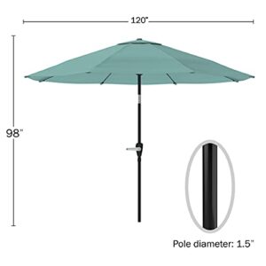 Pure Garden Patio Umbrella with Auto Tilt – 10 Ft Easy Crank Outdoor Table Umbrella Shade for Deck, Balcony, Porch, Backyard or Pool (Dusty Green)