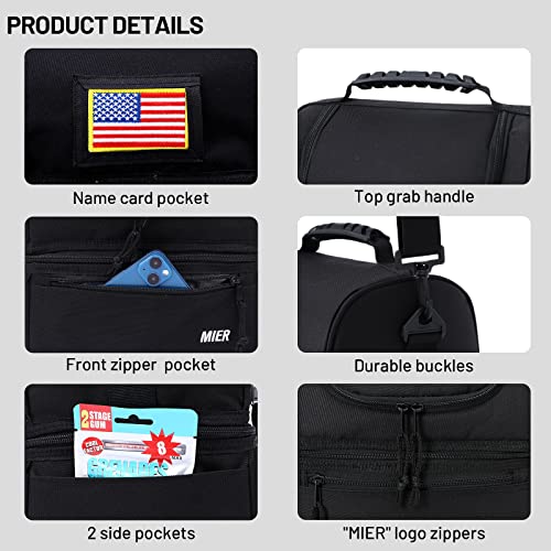 MIER 2 Compartment Lunch Bag for Men Women, Leakproof Insulated Cooler Bag for Work, Black