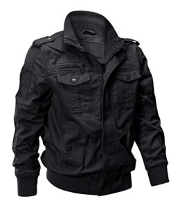 eklentson jacket winter for men military jacket bomber jacket lightweight windproof windbreaker black