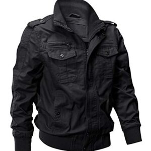 EKLENTSON Jacket Winter For Men Military Jacket Bomber Jacket Lightweight Windproof Windbreaker Black