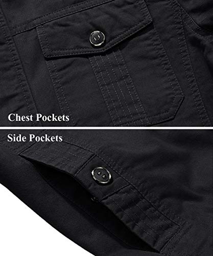 EKLENTSON Jacket Winter For Men Military Jacket Bomber Jacket Lightweight Windproof Windbreaker Black