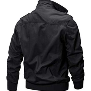 EKLENTSON Jacket Winter For Men Military Jacket Bomber Jacket Lightweight Windproof Windbreaker Black