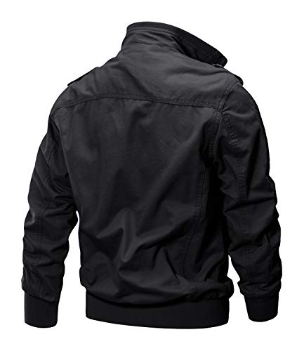 EKLENTSON Jacket Winter For Men Military Jacket Bomber Jacket Lightweight Windproof Windbreaker Black