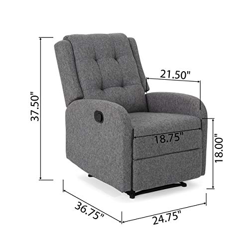 Great Deal Furniture Smith Traditional Upholstered Recliner, Charcoal Tweed