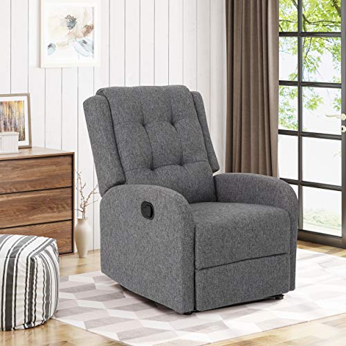 Great Deal Furniture Smith Traditional Upholstered Recliner, Charcoal Tweed