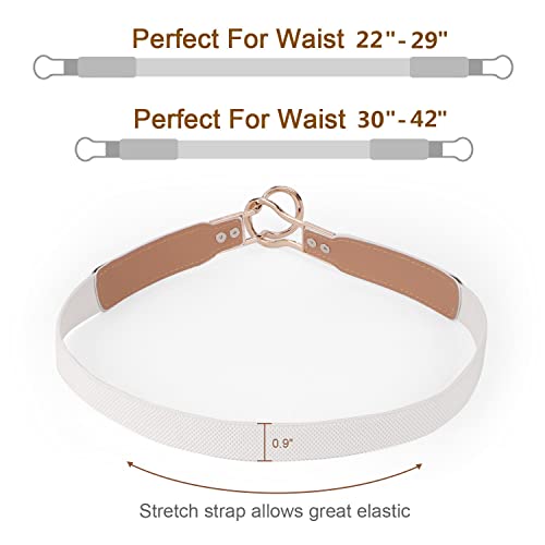 WERFORU Women Skinny Belt for Dresses Retro Stretch Ladies Waist Belt Plus Size Set of 4 (Fits Waist 30"-42", a-black+brown+white+gray)