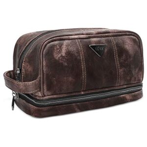 men's toiletry bag, travel toiletry bag for men, large leather dopp kit for men, shaving bag for travel accessories, largemens toiletries bathroom organizer, shaving kit, dopp kit(brown)