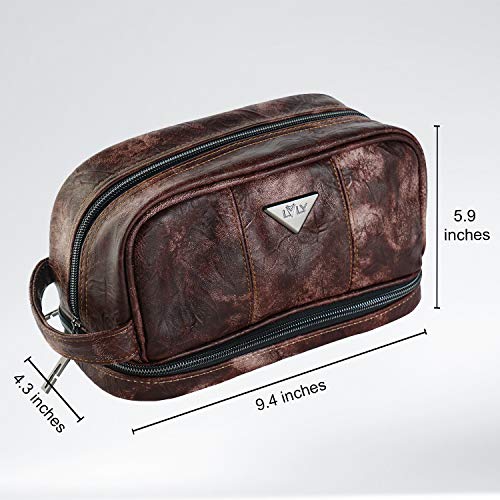 Men's Toiletry Bag, Travel Toiletry Bag for Men, Large Leather Dopp Kit for Men, Shaving Bag for Travel Accessories, LargeMens Toiletries Bathroom Organizer, Shaving kit, Dopp kit(Brown)