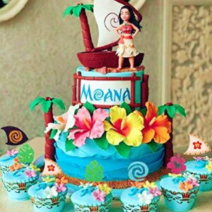 30 Pcs JeVenis Glittery Moana Inspired Cupcake Toppers Moana Cake Toppers Hawaiian Birthday Party Decoration for Tropical Luau Summer Party Baby Shower Wedding