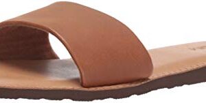 Volcom Women's Simple Synthetic Leather Strap Slide Sandal, Tan, 5 B US