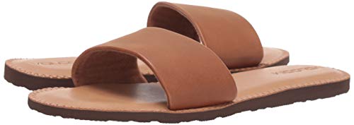 Volcom Women's Simple Synthetic Leather Strap Slide Sandal, Tan, 5 B US