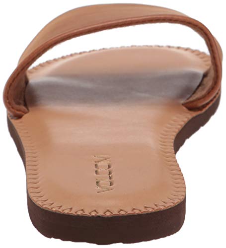 Volcom Women's Simple Synthetic Leather Strap Slide Sandal, Tan, 5 B US