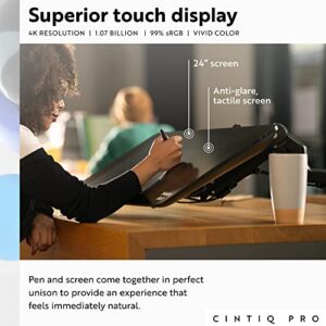 Wacom Cintiq Pro 24 Creative Pen and Touch Display – 4K graphic drawing monitor with 8192 pen pressure and 99% Adobe RGB (DTH2420K0), Black