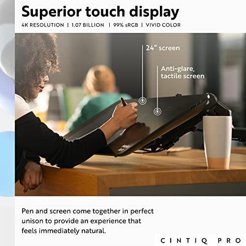 Wacom Cintiq Pro 24 Creative Pen and Touch Display – 4K graphic drawing monitor with 8192 pen pressure and 99% Adobe RGB (DTH2420K0), Black