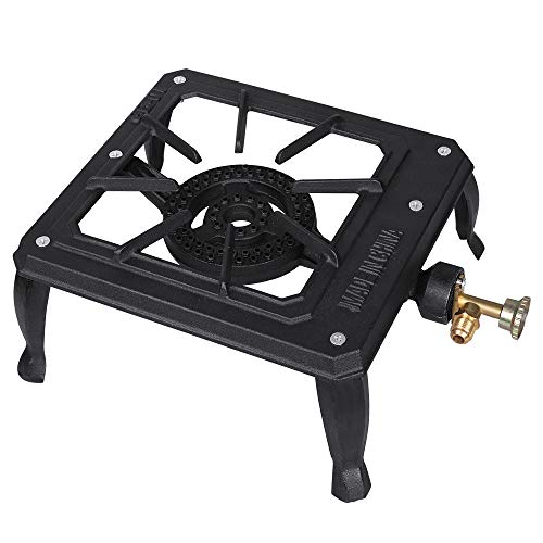 Boshen Portable Stove Burner Cast Iron Propane LPG Gas Cooker for Patio Outdoor Camping BBQ, Not Include Adapter