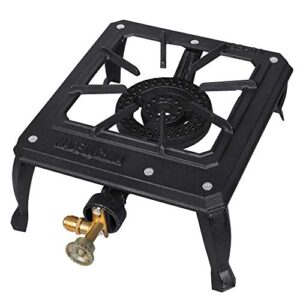 Boshen Portable Stove Burner Cast Iron Propane LPG Gas Cooker for Patio Outdoor Camping BBQ, Not Include Adapter