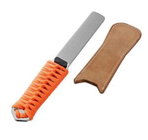 sharpal 181n dual-grit diamond sharpening stone file coarse 325 / extra fine 1200 grit with leather strop garden tool blade sharpener for knife, axe, lawn mower blade, shears, chisels, drills