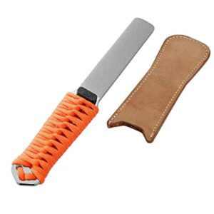 SHARPAL 181N Dual-Grit Diamond Sharpening Stone File Coarse 325 / Extra Fine 1200 Grit with Leather Strop Garden Tool Blade Sharpener for Knife, Axe, Lawn Mower Blade, Shears, Chisels, Drills