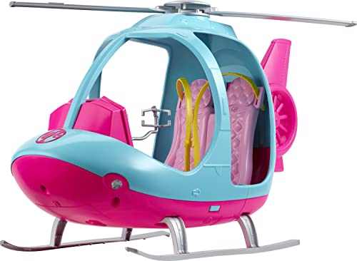 Barbie Helicopter with Spinning Rotors, Pink and Blue 2-Seater Design with Seatbelts and Pilot "Controls" (Amazon Exclusive)