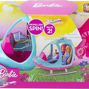 Barbie Helicopter with Spinning Rotors, Pink and Blue 2-Seater Design with Seatbelts and Pilot "Controls" (Amazon Exclusive)