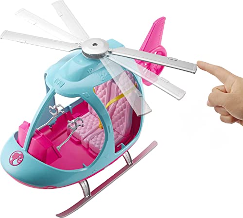 Barbie Helicopter with Spinning Rotors, Pink and Blue 2-Seater Design with Seatbelts and Pilot "Controls" (Amazon Exclusive)