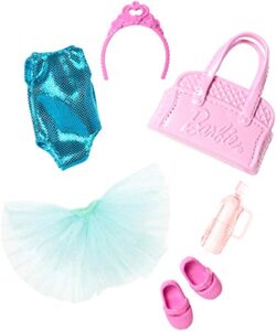 barbie club chelsea accessory pack, ballet-themed clothing and accessories for small dolls, 6 pieces for 3 to 7 year olds include tutu and dance bag