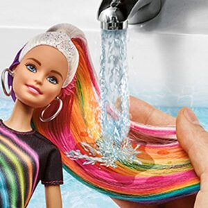 Barbie Doll, Rainbow Sparkle Hair with Extra Long 7.5-Inch Blonde Rainbow Hair, Sparkle Gel & Comb with Styling Accessories