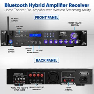 Pyle Bluetooth Hybrid Amplifier Receiver - 3000 Watt Home Theater Pre-Amplifier with Wireless Streaming Ability, MP3/USB/SD/AUX/FM Radio - P3001BT