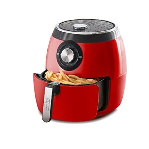 dash deluxe electric air fryer + oven cooker with temperature control, non-stick fry basket, recipe guide + auto shut off feature, 1700-watt, 6 quart - red