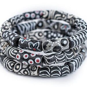 TheBeadChest African Bead Stretch Bracelet, Made in Ghana by Krobo Artisans, Unisex, African Trade Bead Style, Black