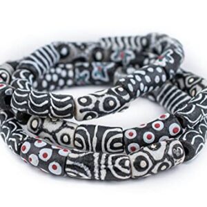 TheBeadChest African Bead Stretch Bracelet, Made in Ghana by Krobo Artisans, Unisex, African Trade Bead Style, Black