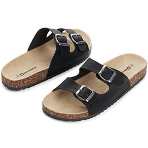 Alpine Swiss Mens Double Strap Casual Slides Flat Sandals BLK US 12