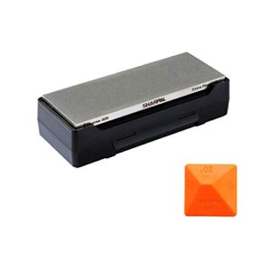 sharpal 162n double-sided diamond sharpening stone whetstone knife sharpener |coarse 325 / extra fine 1200 grit | storage case with nonslip base & angle guide (8 in. x 3 in.)