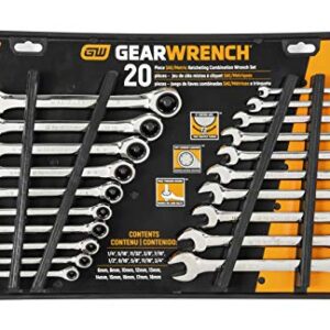 GEARWRENCH 20 Piece Ratcheting Wrench Set, SAE/Metric - 35720