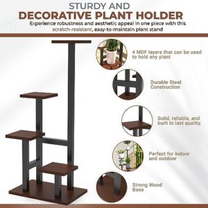 BEX Metal Plant Stand Indoor & Outdoor Plant Stand - Four Tier Metal Plant Stand For four Planters, Tall Tired Planter Holder for Garden Balcony Living Room Office & Patio Decoration, Orchids & Flower Pot Organizer Stand