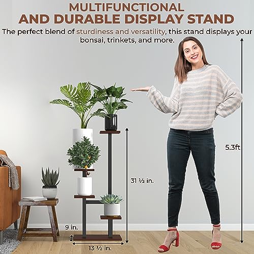 BEX Metal Plant Stand Indoor & Outdoor Plant Stand - Four Tier Metal Plant Stand For four Planters, Tall Tired Planter Holder for Garden Balcony Living Room Office & Patio Decoration, Orchids & Flower Pot Organizer Stand