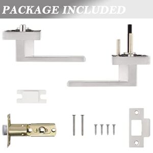 Probrico 6 Pack Square Door Lever Door Lock Handle Lockset Keyless Doorknobs Passage Knobs Lockset Interior Hallway Passage Closet in Satin Nickel