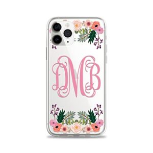 case charming monogram case for iphone 14 pro max 13 mini 12 11 xr xs x 10s 10r 10 8 plus 7 se personalized custom initials clear transparent see through rubber cover