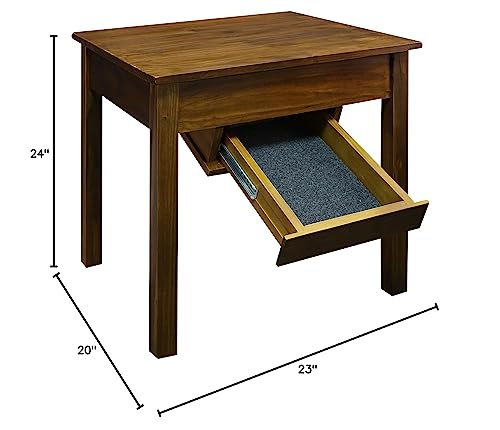 Casual Home Kennedy End Table Drawer, Concealment Furniture, Warm Brown