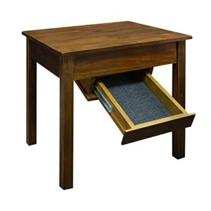 casual home kennedy end table drawer, concealment furniture, warm brown