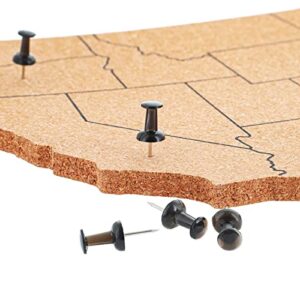 Juvale Cork Board Map of The United States with 10 Pins to Mark Travels, Home and Office Wall Decor (16 x 10 x 0.3 in)