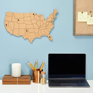 Juvale Cork Board Map of The United States with 10 Pins to Mark Travels, Home and Office Wall Decor (16 x 10 x 0.3 in)