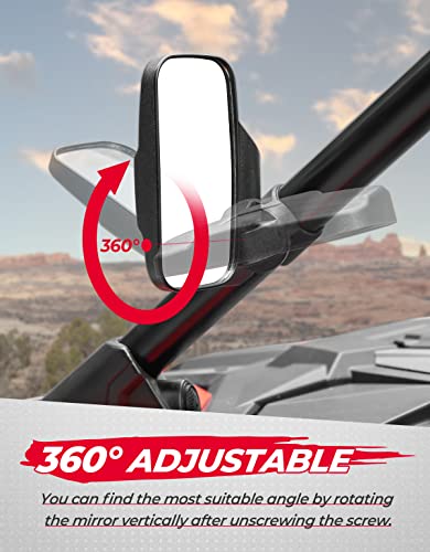 UTV Mirrors, KEMIMOTO UTV Side Mirrors Fits 1.6-2 IN Roll Cage Compatible with Pioneer Polaris RZR 900 1000 Can Am Kawasaki Mule Rhino YXZ Zforce Shatter Proof Tempered Glass