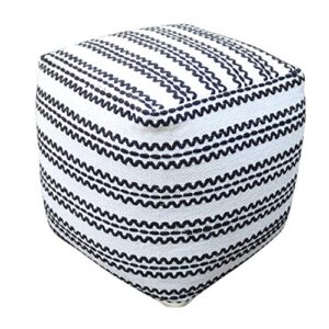 christopher knight home davis boho cotton pouf, natural and black