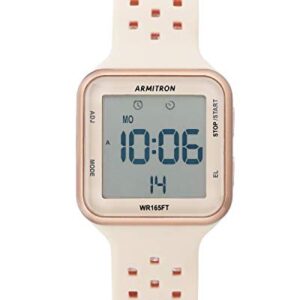 Armitron Sport Unisex 40/8417PBH Digital Chronograph Rose Gold-Tone and Blush Pink Perforated Silicone Strap Watch