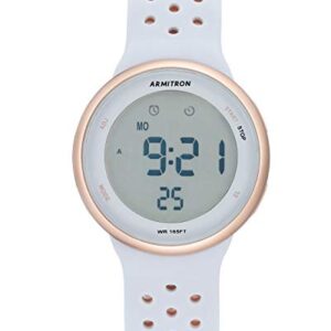 Armitron Sport Unisex 40/8423PBL Digital Chronograph Rose Gold-Tone and Powder Blue Perforated Silicone Strap Watch