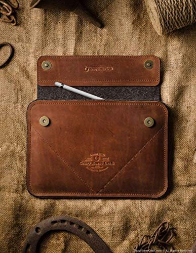 iPad Pro 12.9 inch leather case | Classic Brown, iPad Pro 11″ iPad 10.2 sleeve, Apple pencil pocket/holder handmade Crazy Horse leather, NEW 2020 iPad Air 10.9 inch tablet, cover/Crazy Horse Craft